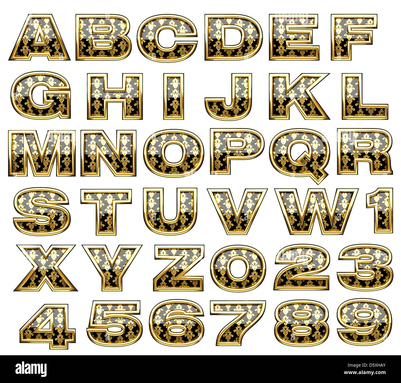 golden alphabet set Stock Photo - Alamy