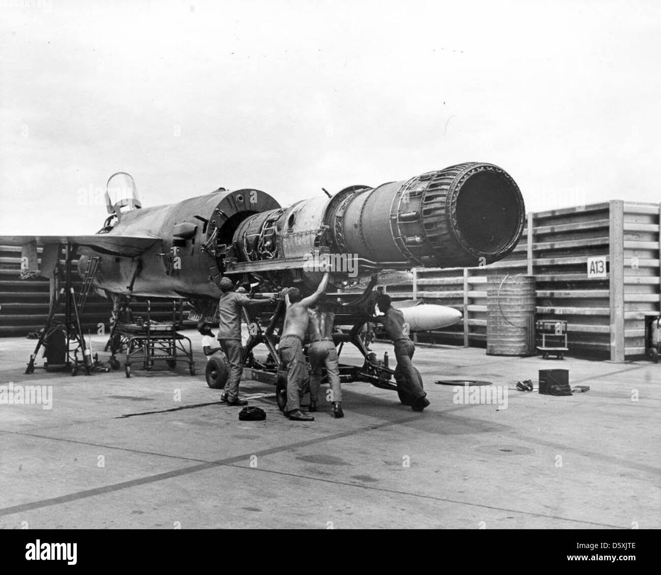 Republic F-105D "Thunderchief" engine change in Vietnam Stock Photo ...