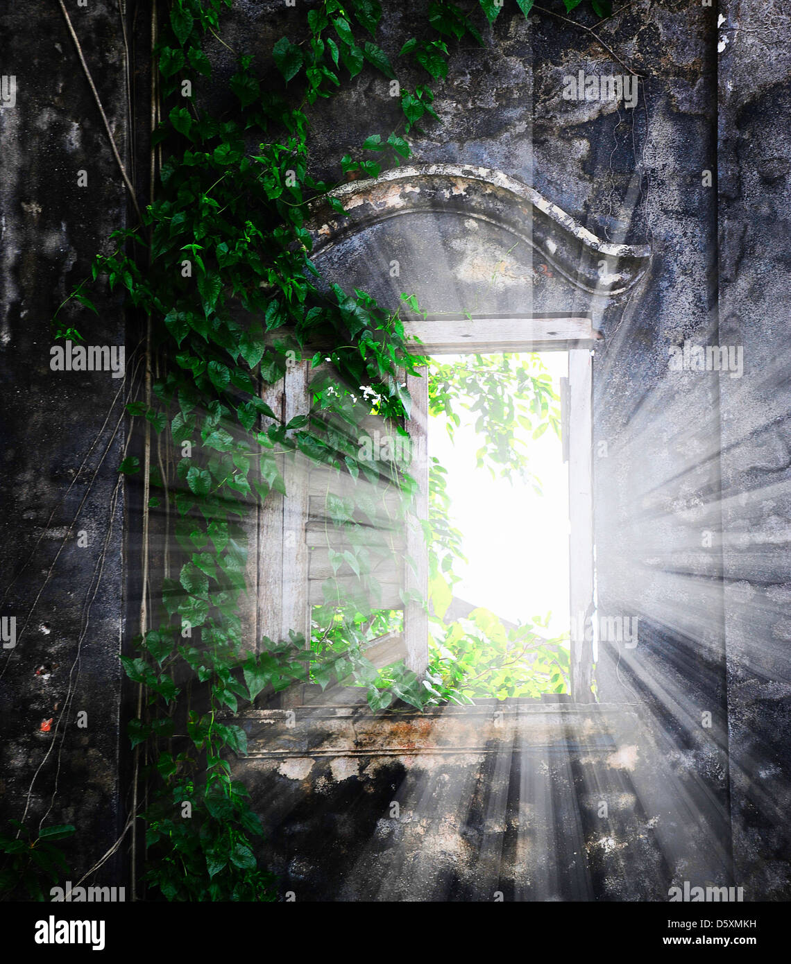 Window in the stone wall Stock Photo - Alamy