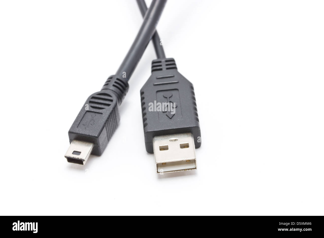 Black USB-cable isolated on white background Stock Photo - Alamy