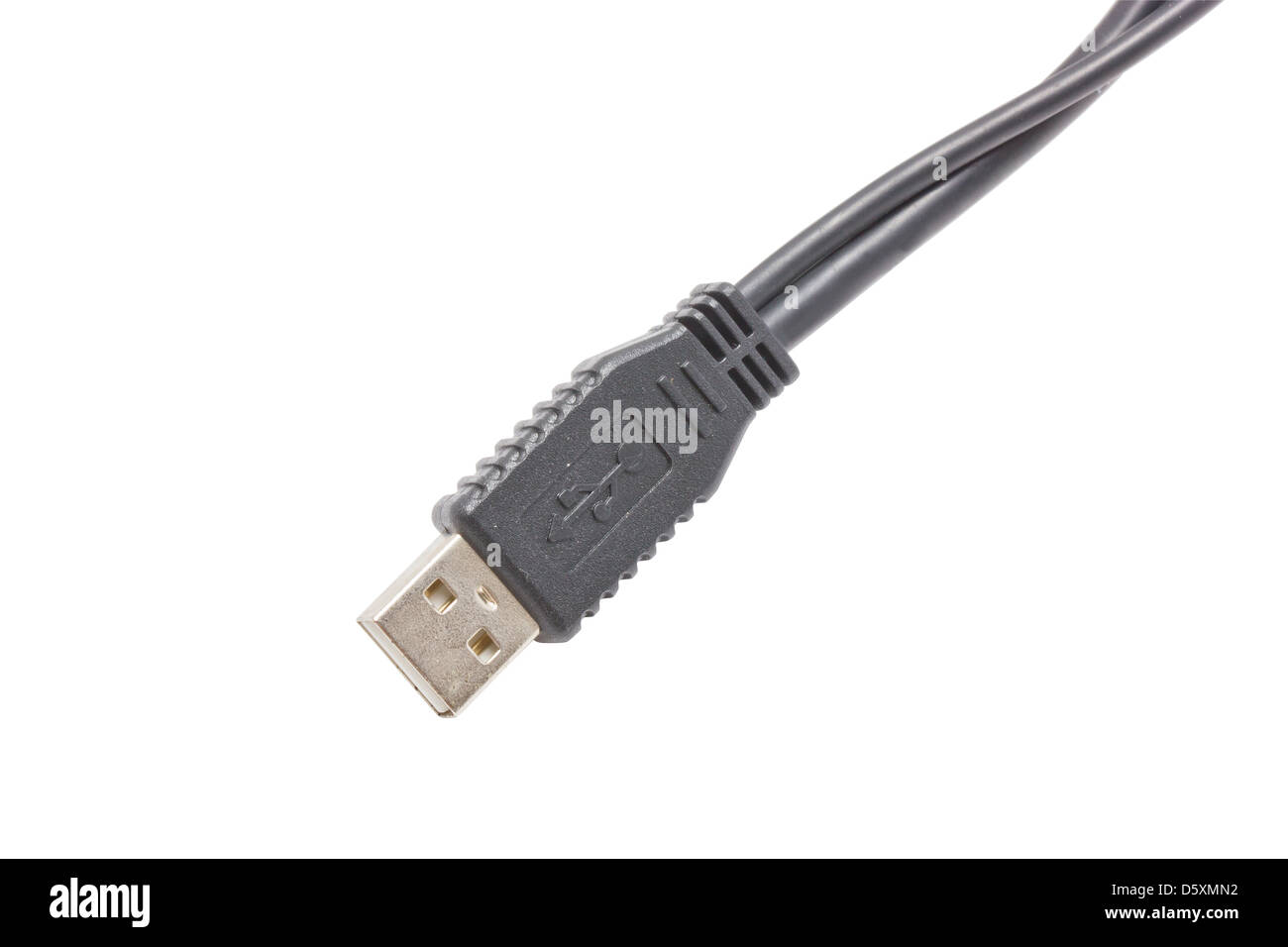Black USB-cable isolated on white background Stock Photo - Alamy