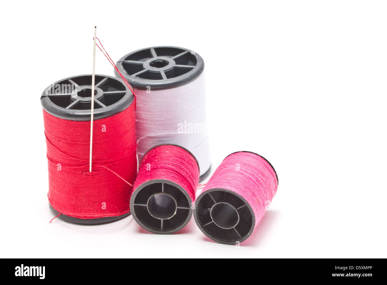 Spool of thread and needle isolated on white background Stock Photo - Alamy