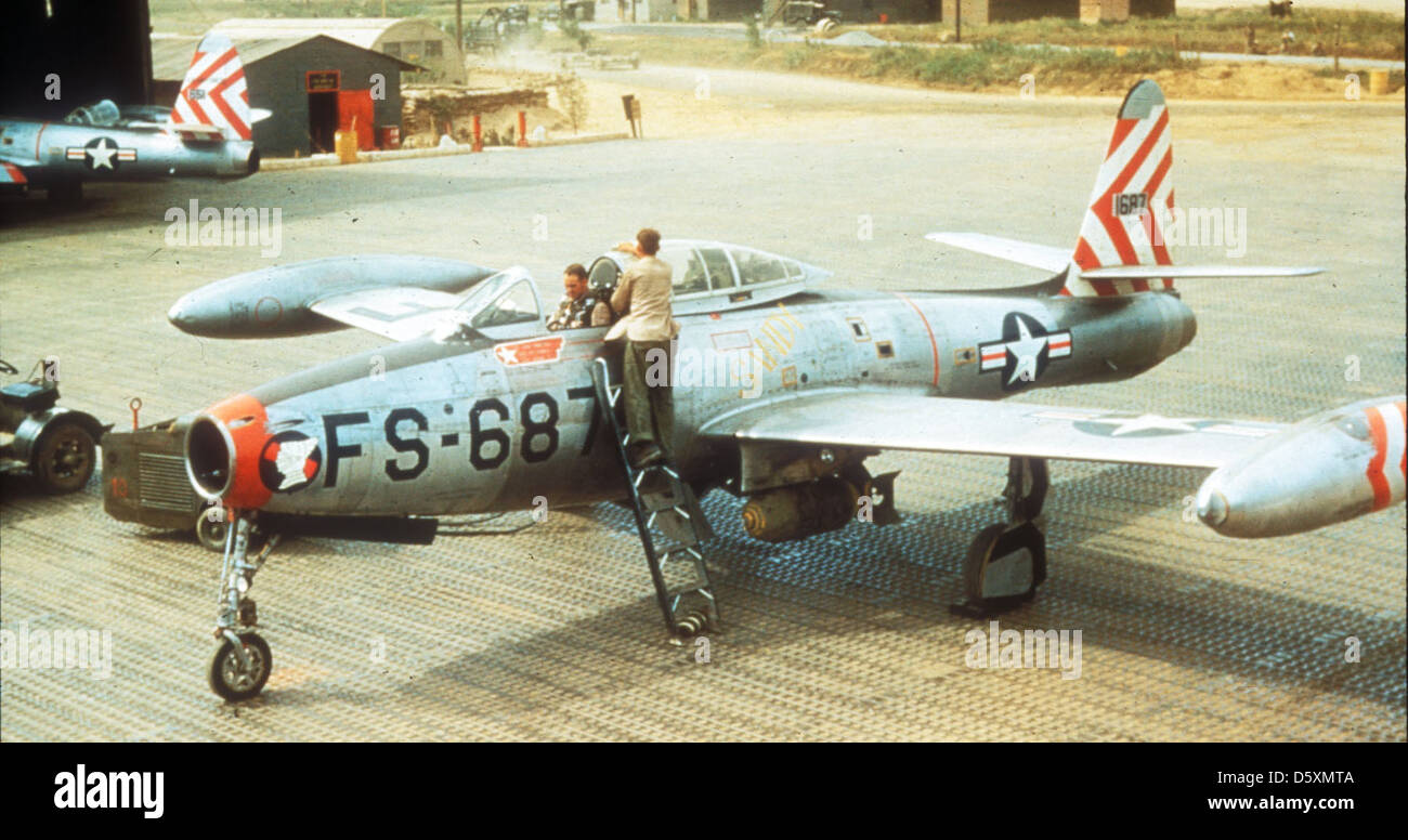 Republic (F-84D) F-84E-30-RE "Thunderjet" of the 9th FBS, 49th FBW crew ...