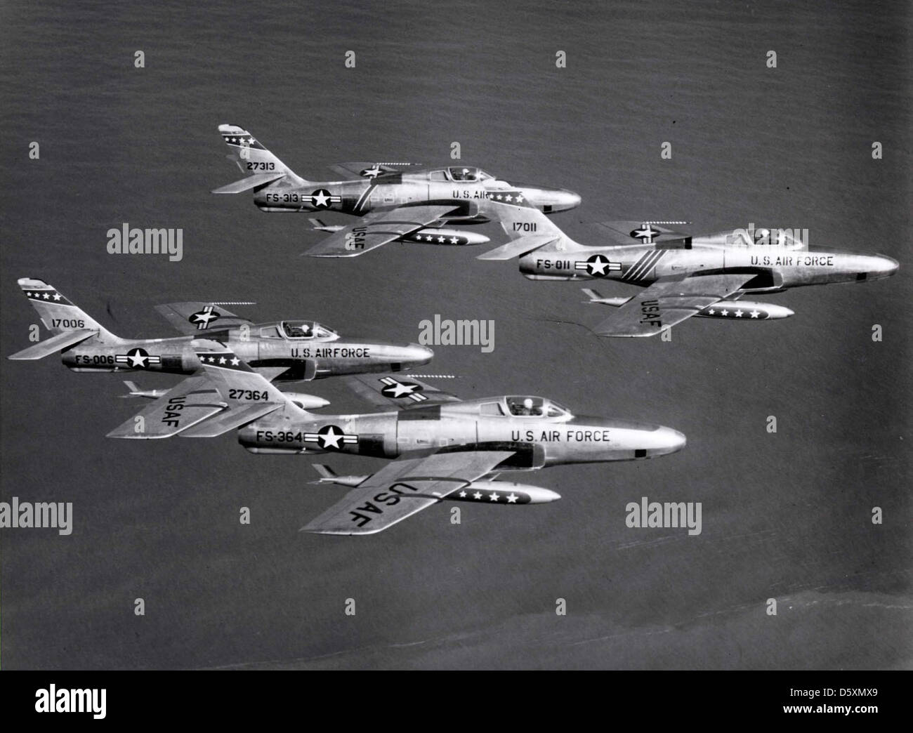 A four-aircraft diamond formation of Republic RF-84F Thunderflash ...