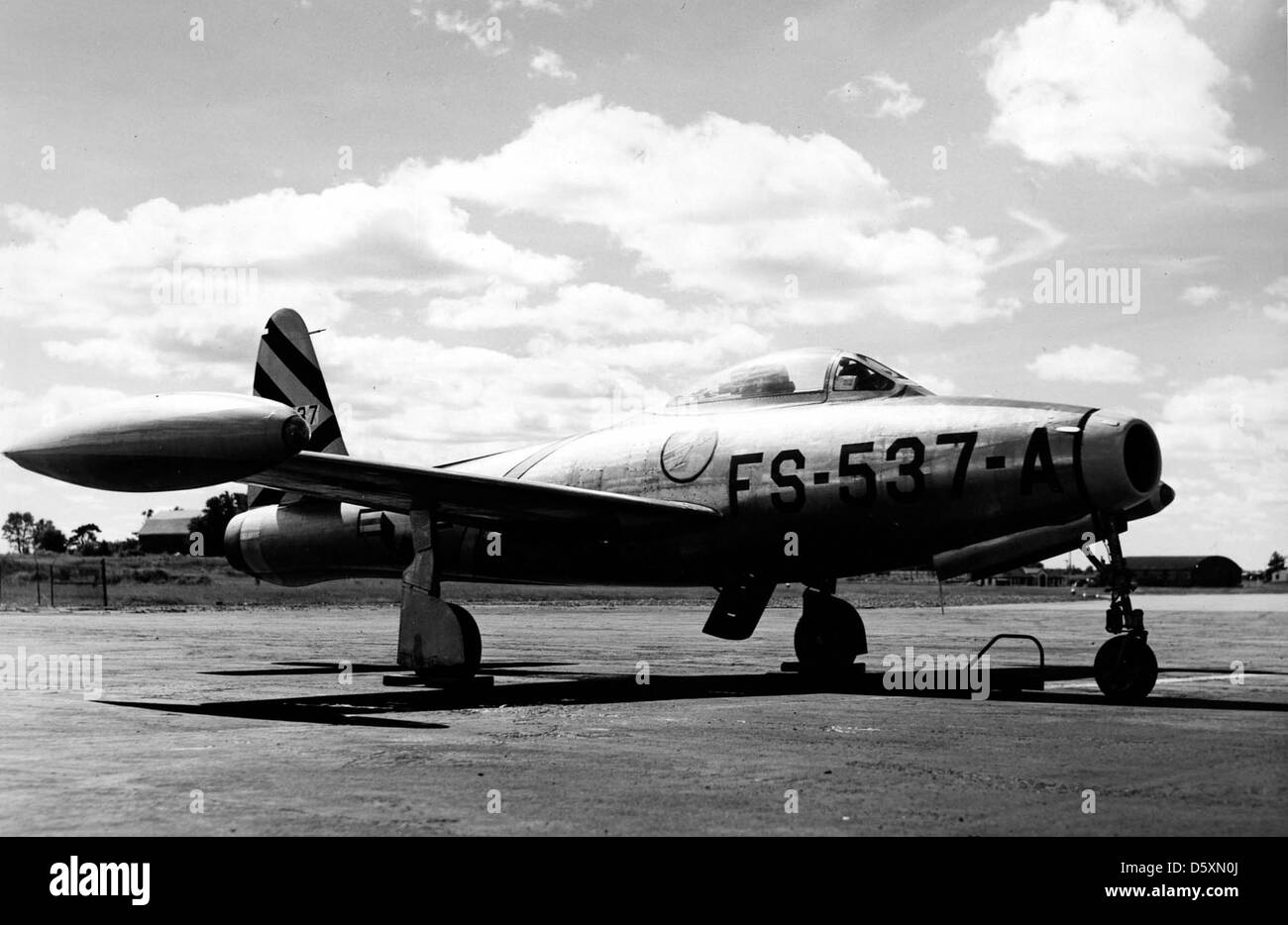 The Republic F-84B Thunderjet, shown in YP-84A and P-84B variants, was ...