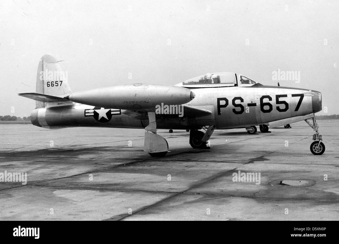 The Republic F-84 Thunderjet, shown here in its YP-84A and P-84B ...
