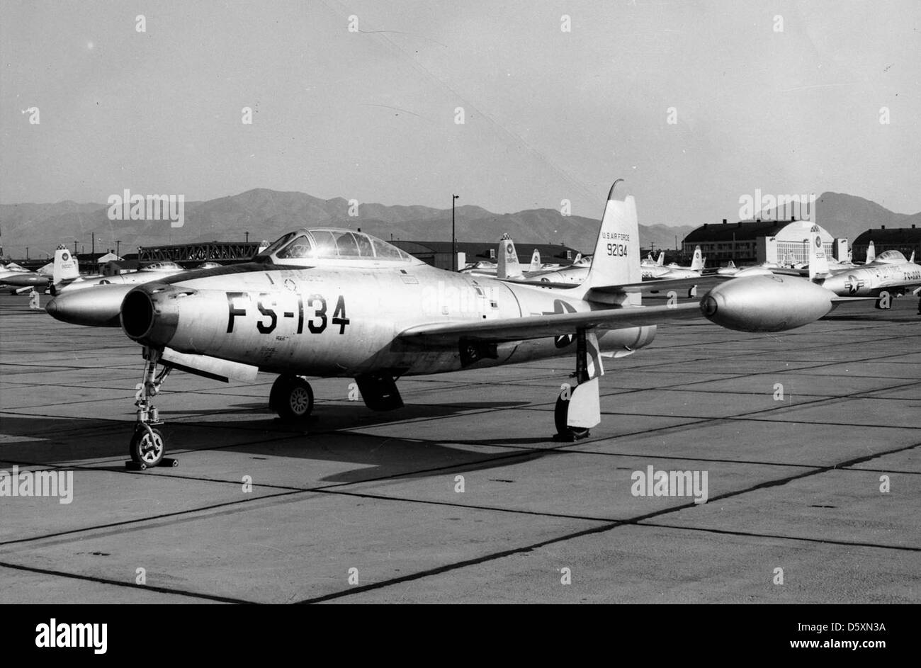 The Republic F-84D and F-84E-5-RE 'Thunderjet' were early jet fighters ...