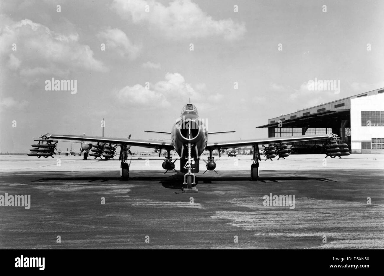 Republic (F-84D) F-84E 'Thunderjet' loaded with HVAR Rockets, two 1,000 ...