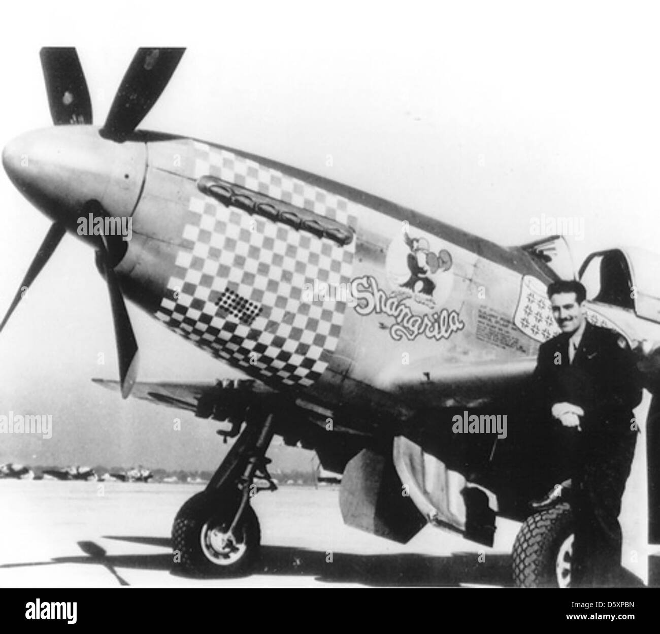 Captain Don S. Gentile poses with his North American P-51D Mustang IV ...