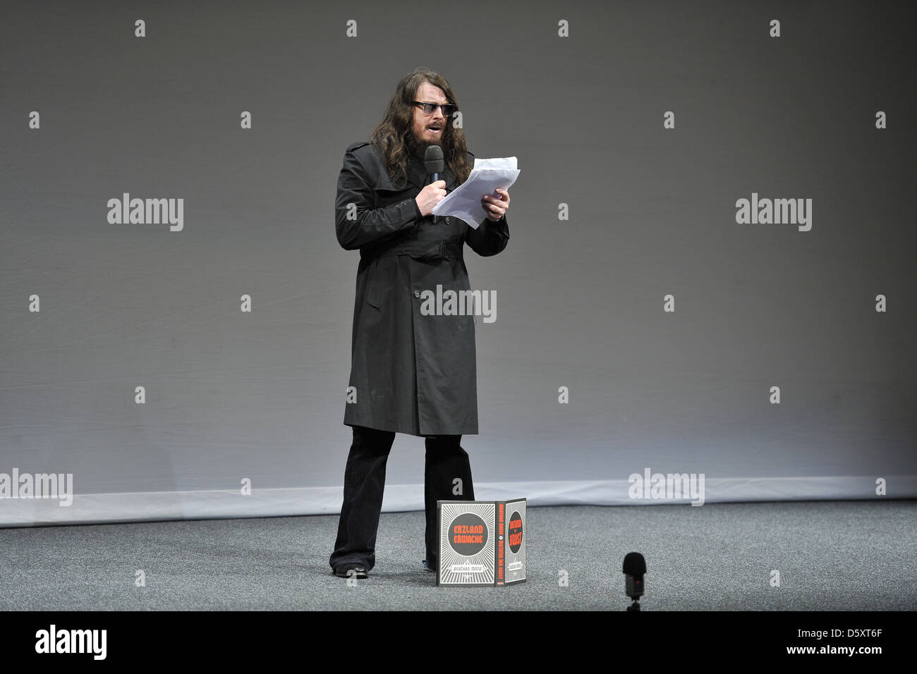 Jonathan Meese holding a speech during the Dresdner Reden 2011 at ...