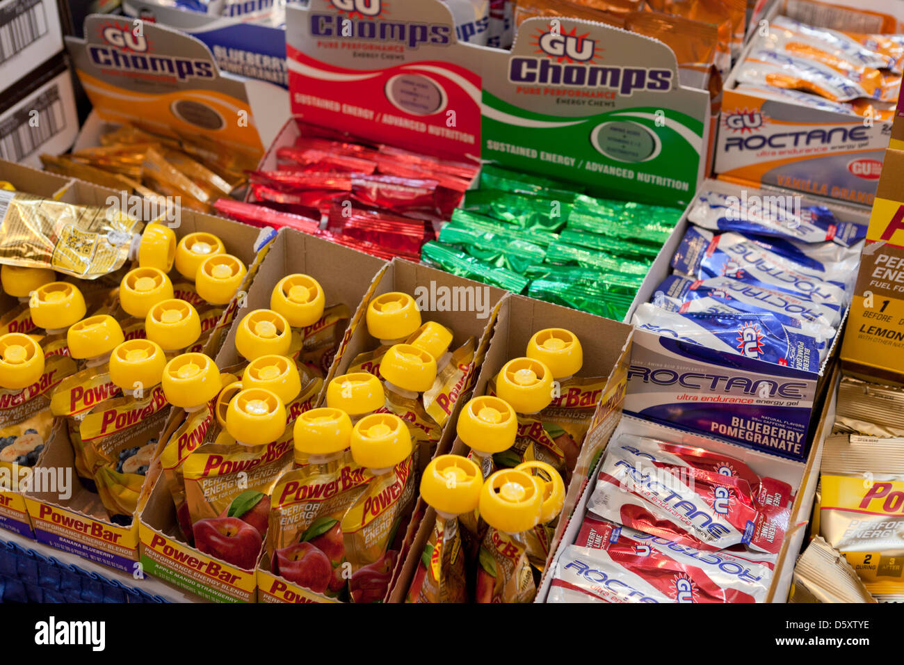 Nutrition supplements on display Stock Photo - Alamy