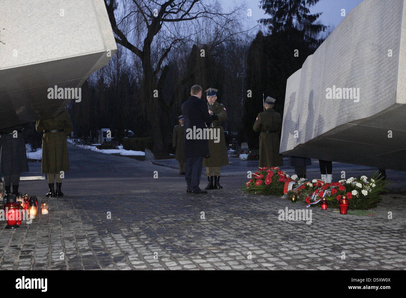 Warsaw, Poland. 10th April 2013. Polish Prime Minister Donald Tusk laid ...