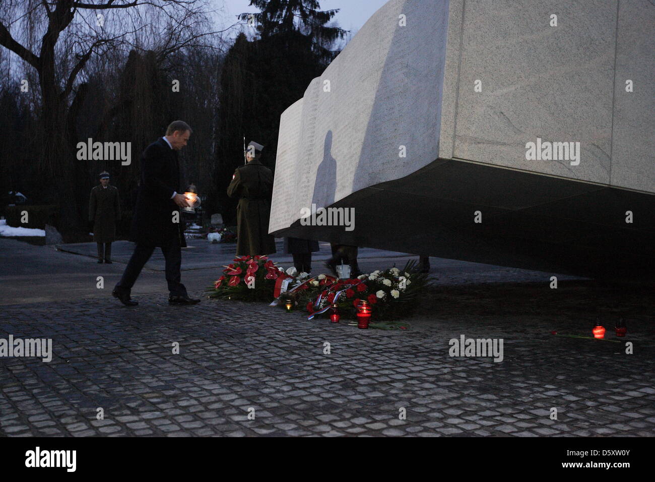 Warsaw, Poland. 10th April 2013. Polish Prime Minister Donald Tusk laid ...