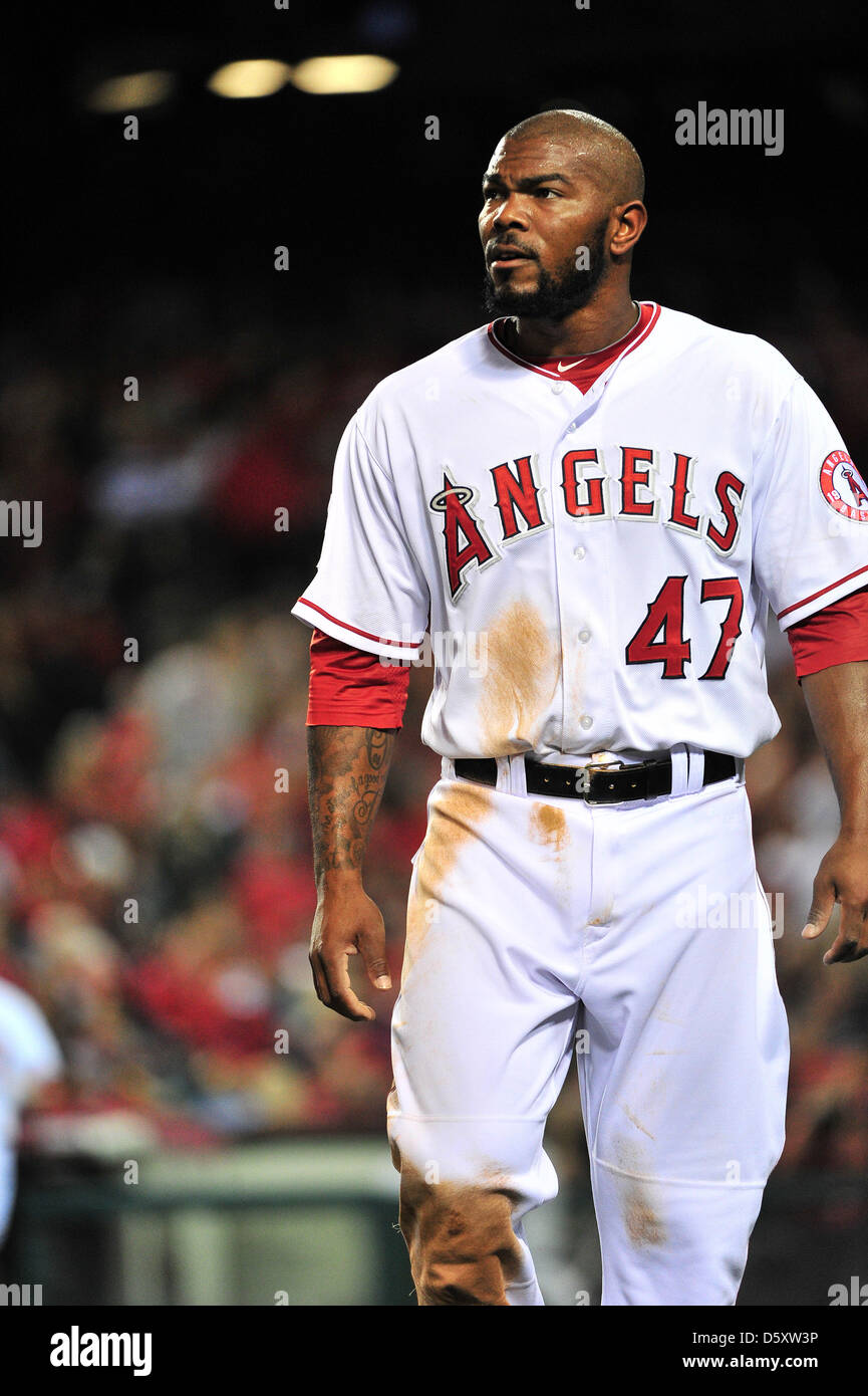 Anaheim, California, USA. 9th April 2013. Howard Kendrick of the Angels ...