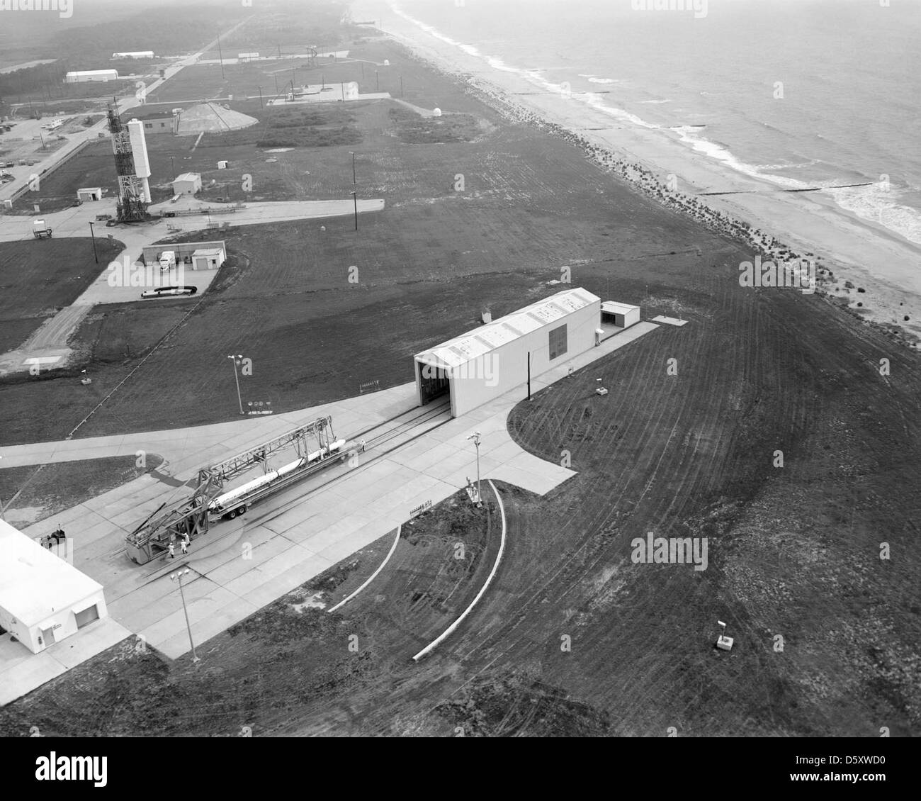B4-988S-138R rocket shown on launcher in horizontal position at Wallops ...