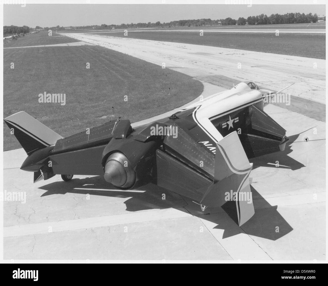 The North American XFV-12A, a tilt-wing jet aircraft, is seen on the ...