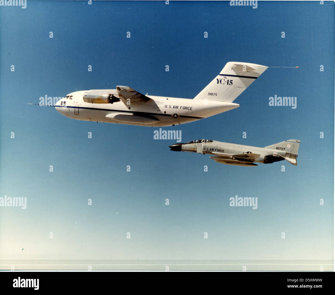 McDonnell Douglas YC-15 with McDonnell F-4 "Phantom" chase plane Stock ...