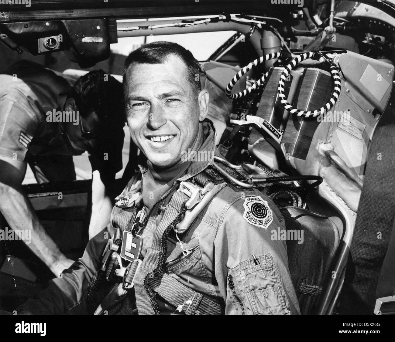 Capt. Fred De Jong in the cockpit of an General-Dynamics F-111A ...