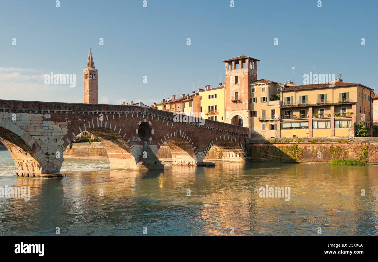 Ponte Pietra bridge, Verona, Italy Stock Photo - Alamy