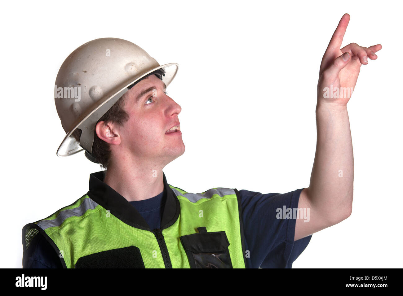 Construction Worker in safety jacket Stock Photo - Alamy