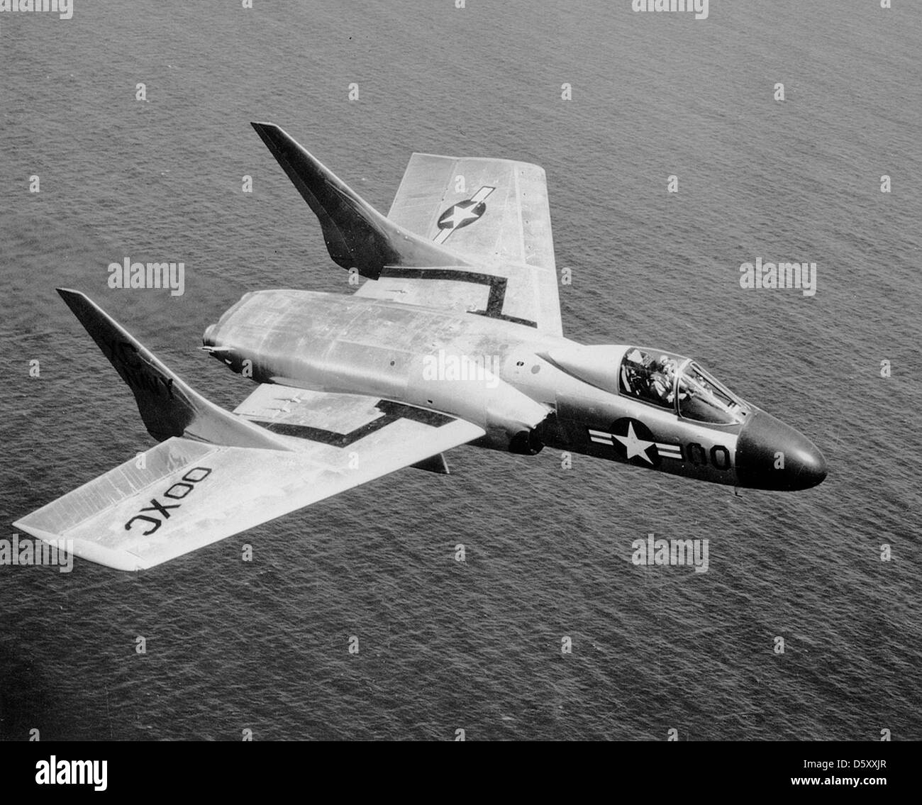 The Vought F7U-3 Cutlass, an experimental naval aircraft, is shown on ...