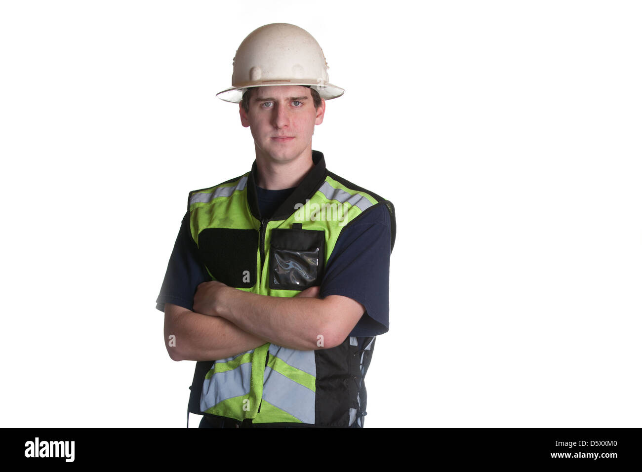 Construction Worker in safety jacket Stock Photo - Alamy