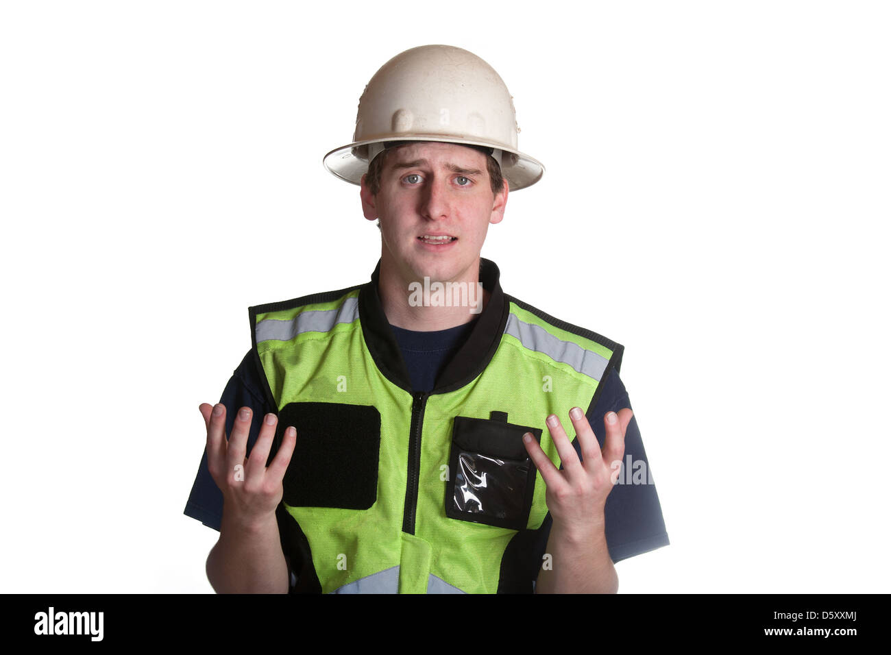 Construction Worker in safety jacket Stock Photo - Alamy