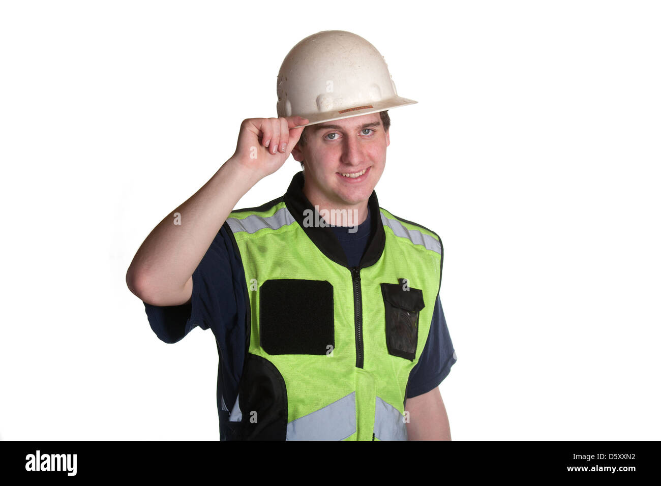 Construction Worker in safety jacket Stock Photo - Alamy