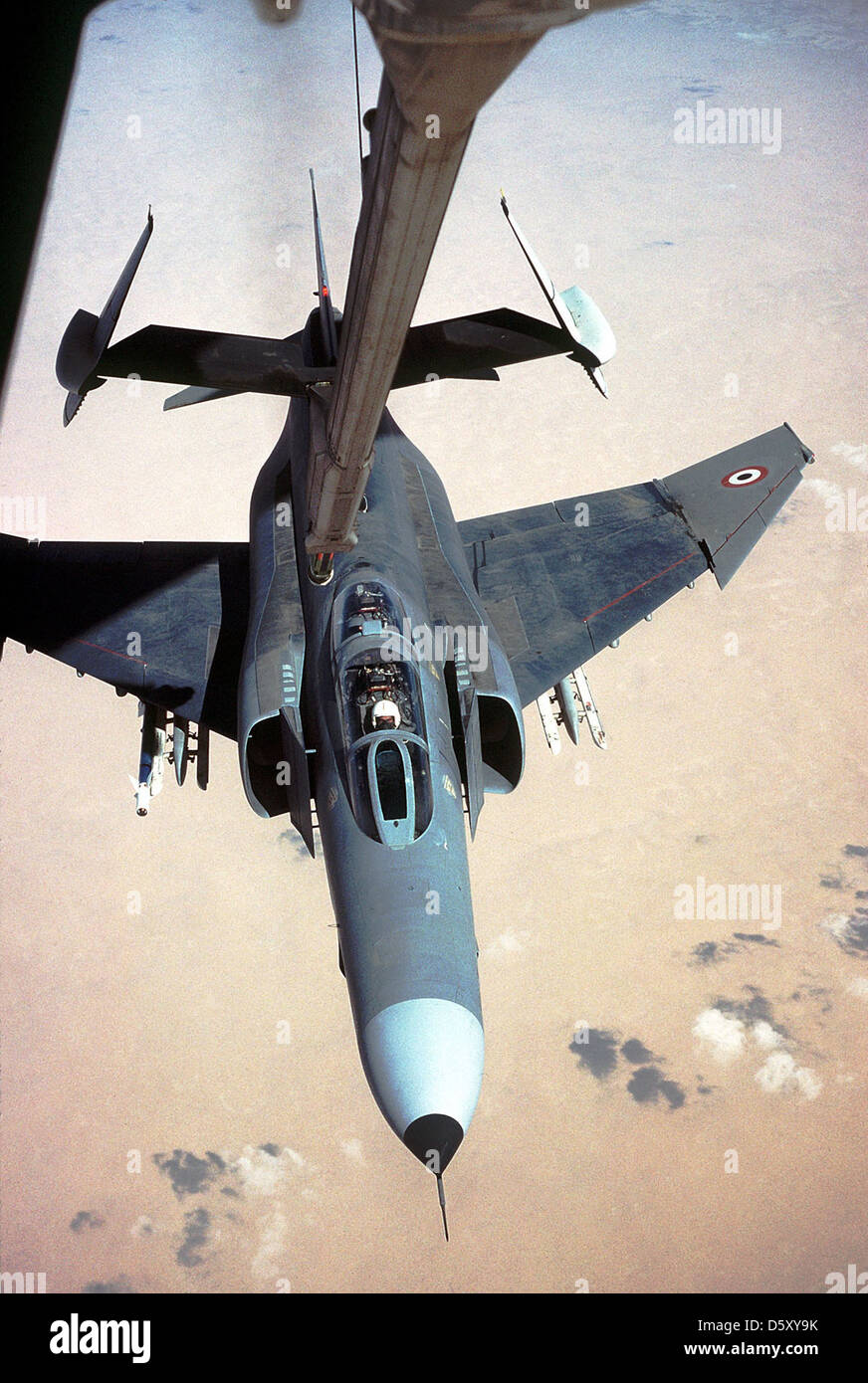An Egyptian McDonnell F-4 "Phantom II" is positioned for in-flight ...