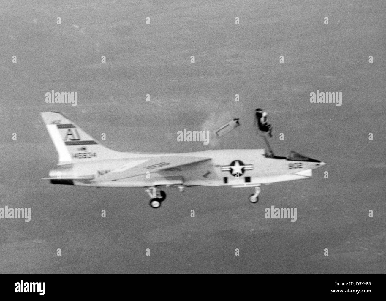 Lt.(jg) J.M. Baucom ejected from a Vought RF-8A Crusader of ...
