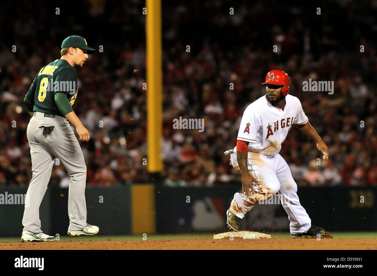 Anaheim, California, USA. 9th April 2013. Angels second baseman Howard ...