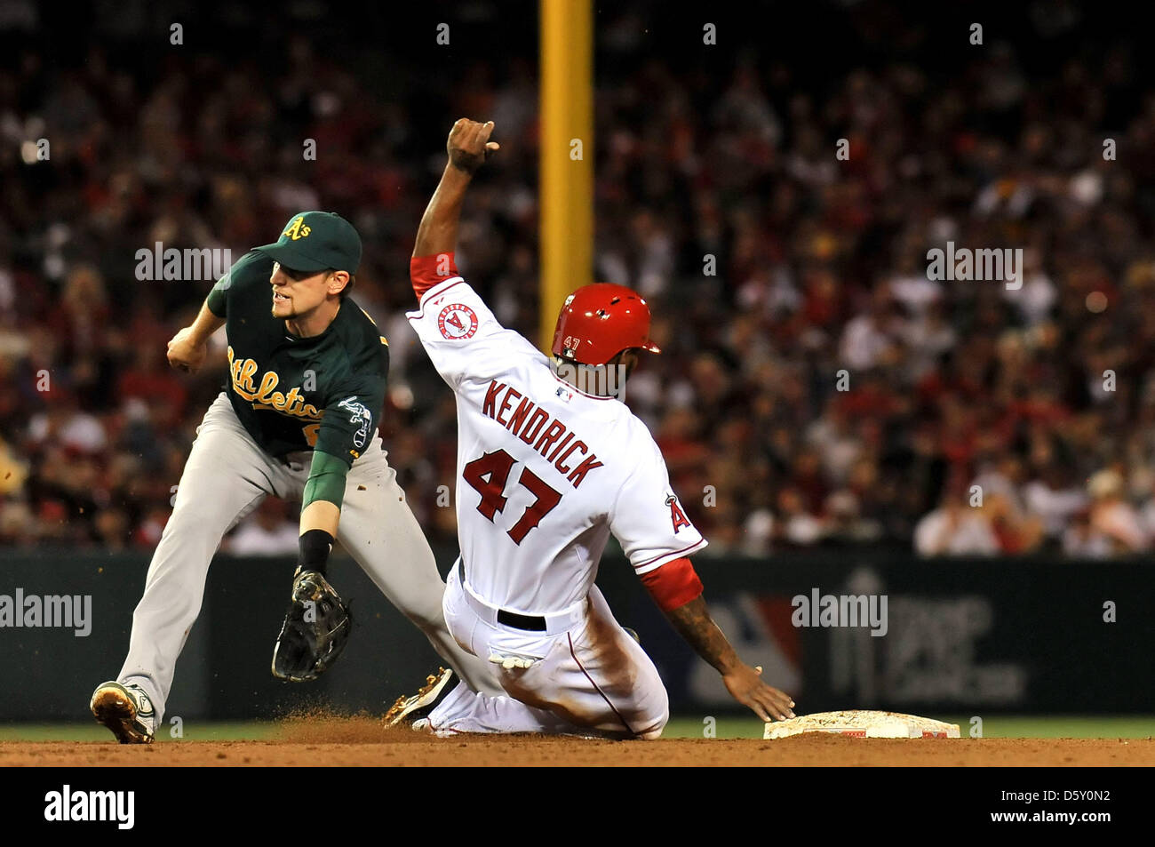 Anaheim, California, USA. 9th April 2013. Angels second baseman Howard ...