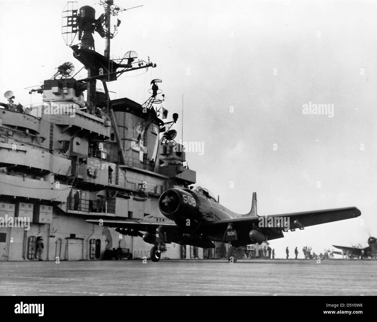An armed Douglas AD-4 "Skyraider" of attack squadron VA-115 "Arabs ...