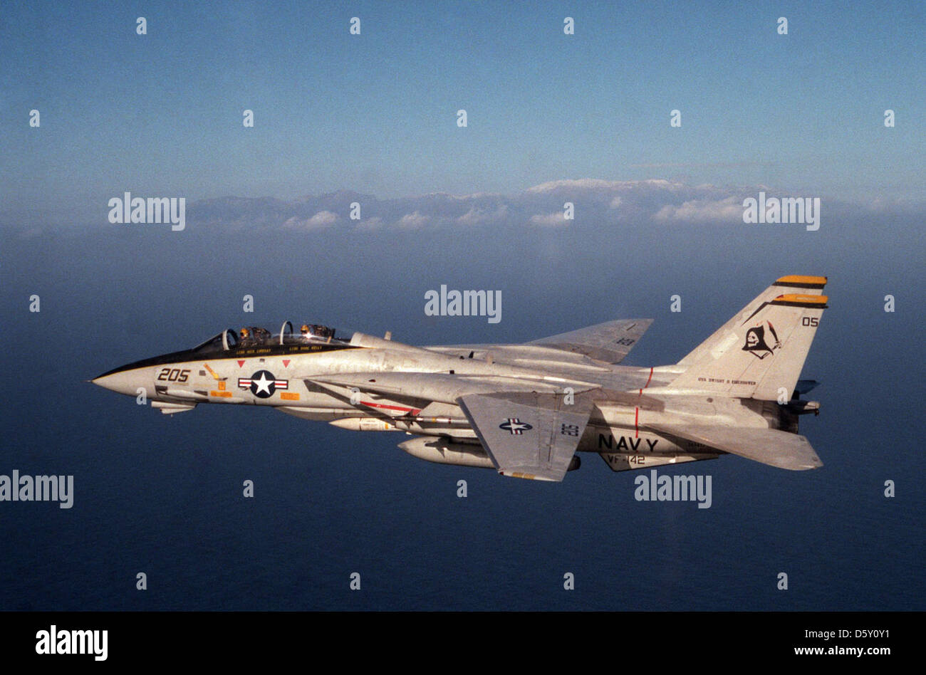 A Grumman F-14A Tomcat from VF-142 'Ghostriders' of Carrier Air Wing 7 ...