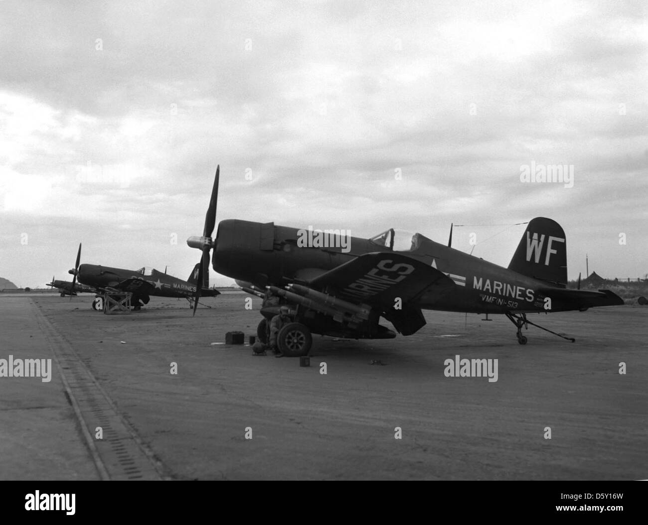 USMC Vought F4U-5N Corsair night fighters of VMF(N)-513, Flying ...