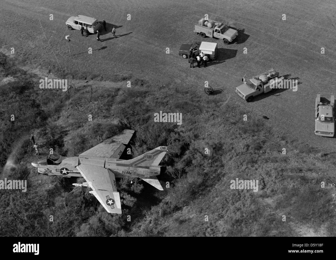 A crashed U.S. Navy LTV A-7E "Corsair II" from Attack Squadron VA-66 ...