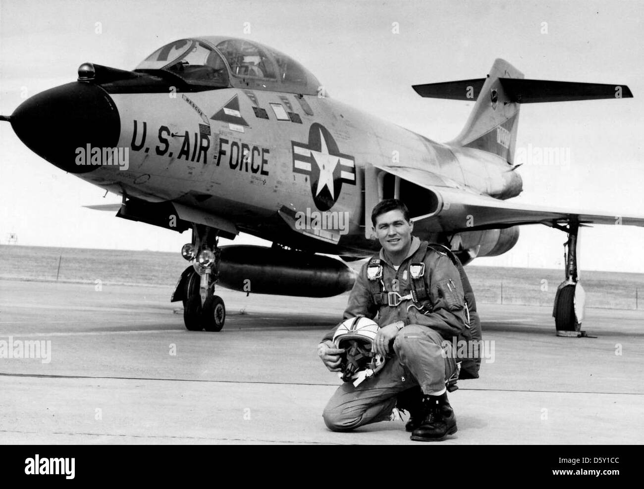 Captain Douglas 'The Count' Edgar poses with a McDonnell F-101 'Voodoo ...