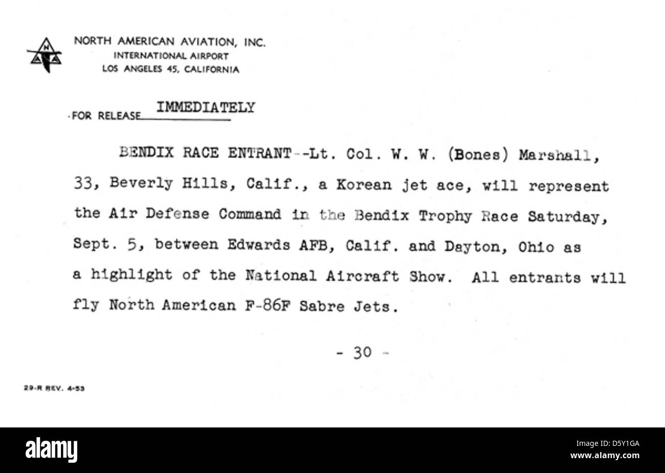 "Bendix Trophy Race", Edwards AFB, September 1953 Stock Photo - Alamy