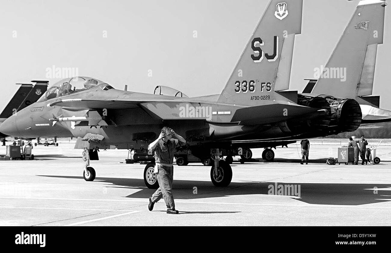 Fighter mcdonnell douglas f 15e strike Black and White Stock Photos ...
