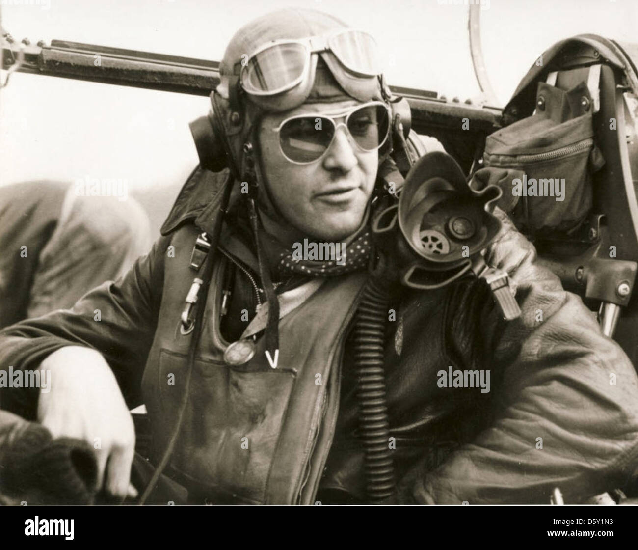 Captain John Godfrey in the cockpit of his plane Stock Photo - Alamy