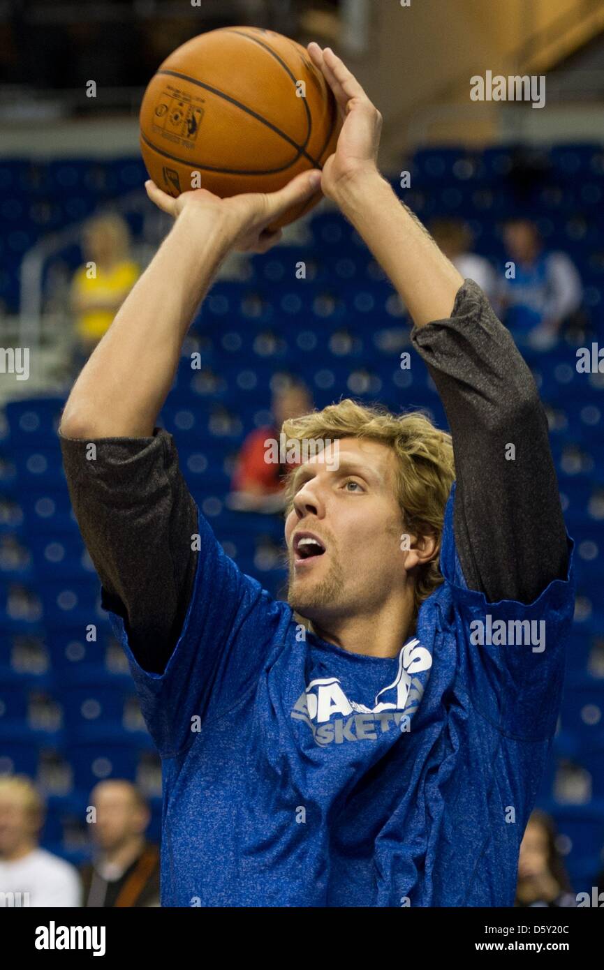 Dirk Nowitzki of the Dallas Mavericks is shooting the basketball before ...