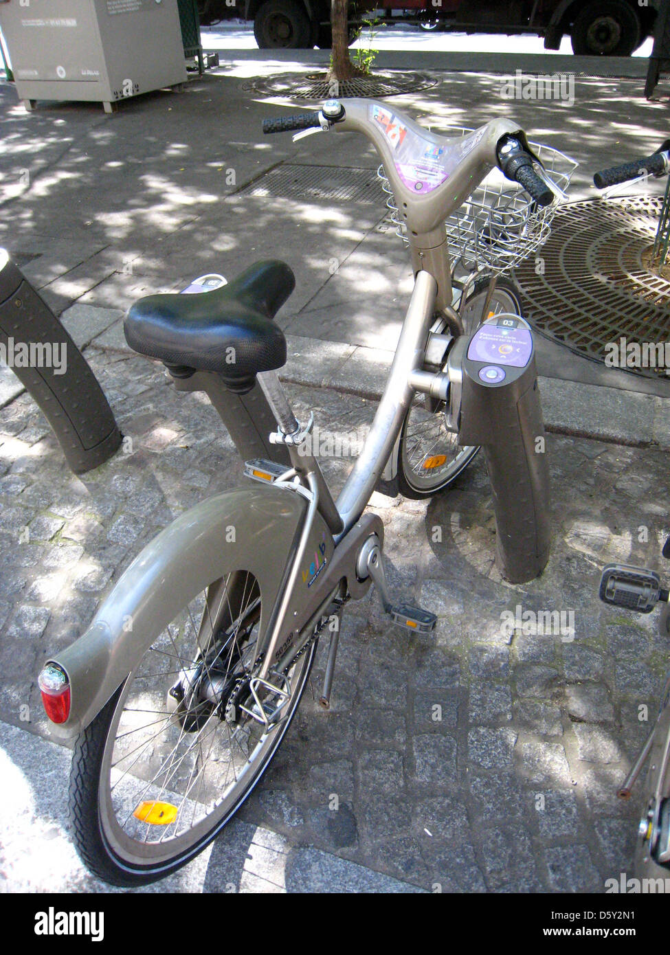A bicycle of the rental bike system 'Velib' stands in Paris, France, 31 ...