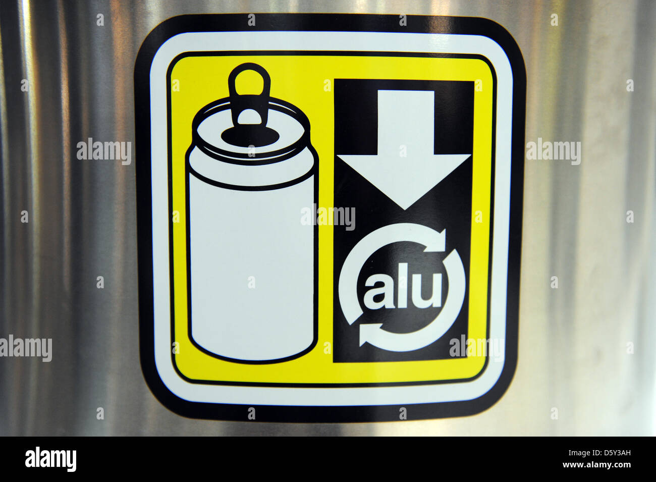 A sign to recycle aluminum is pictured at Novelis stand at Aluminium ...