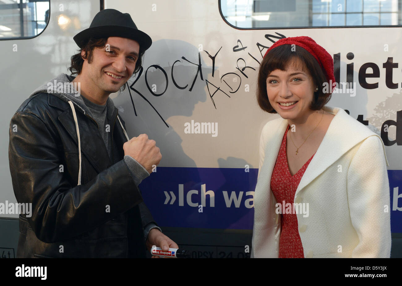 Musical actors Drew Sarich as Rocky and Wietske van Tongeren as Adrian ...