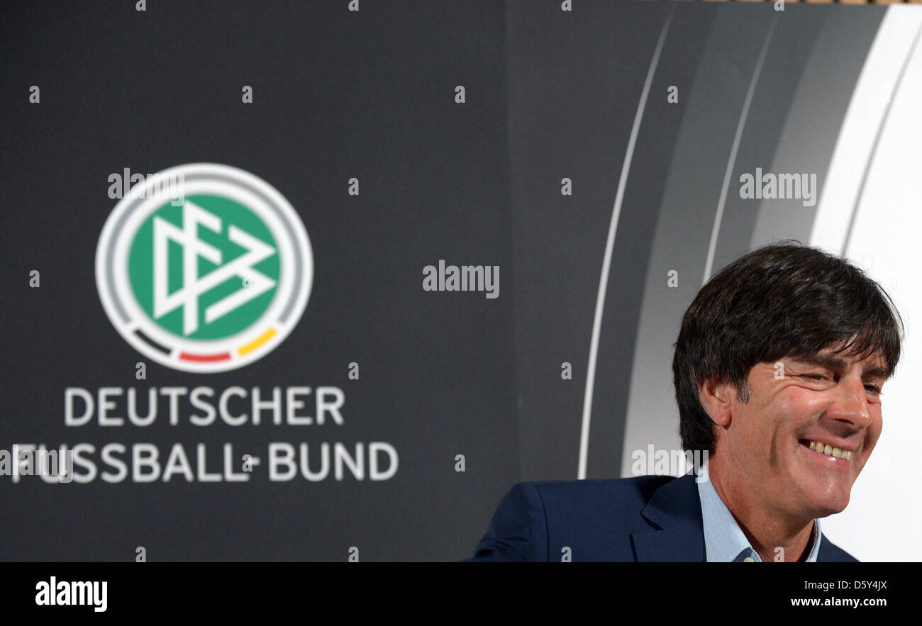 Germany's head coach Joachim Loew leaves a press conference at Aviva ...