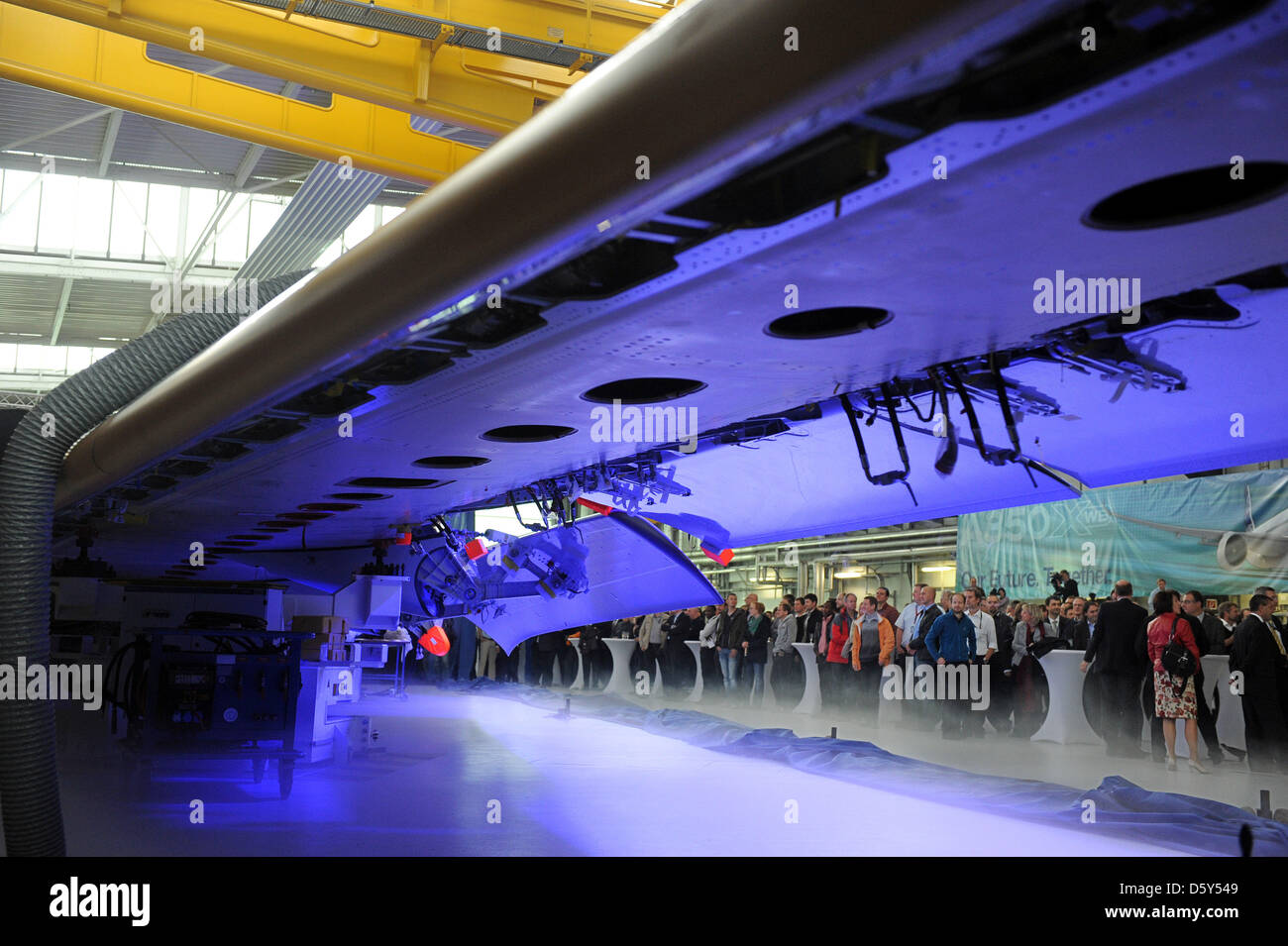 The first wing of the new long-range jet airliner Airbus A350-900 is ...