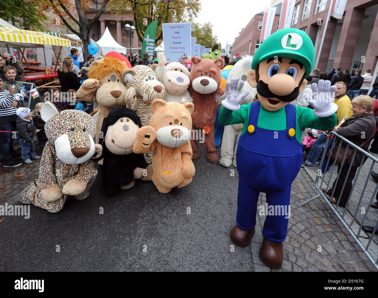About 130 mascots walk through the city centre of Karlsruhe, Germany ...