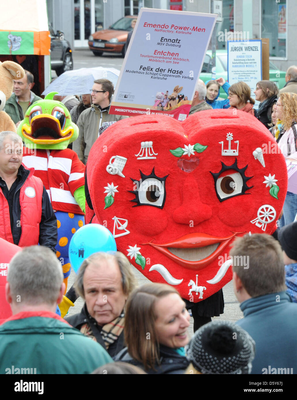 About 130 mascots walk through the city centre of Karlsruhe, Germany ...