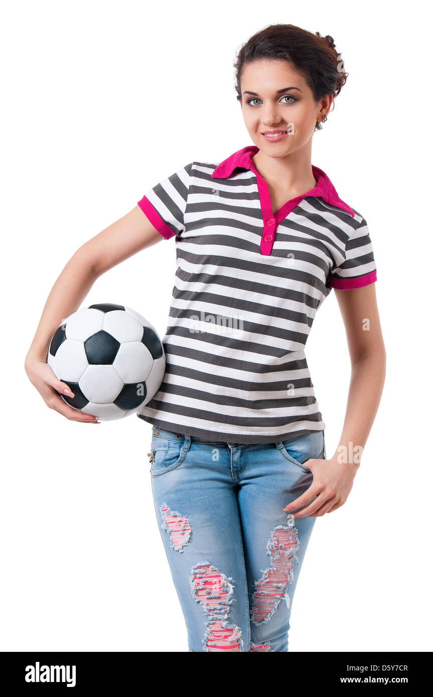 Girl with soccer ball Stock Photo - Alamy