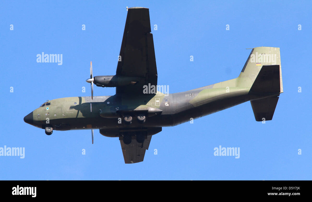A Transall C-160 military aircraft approaches for landing at the ...